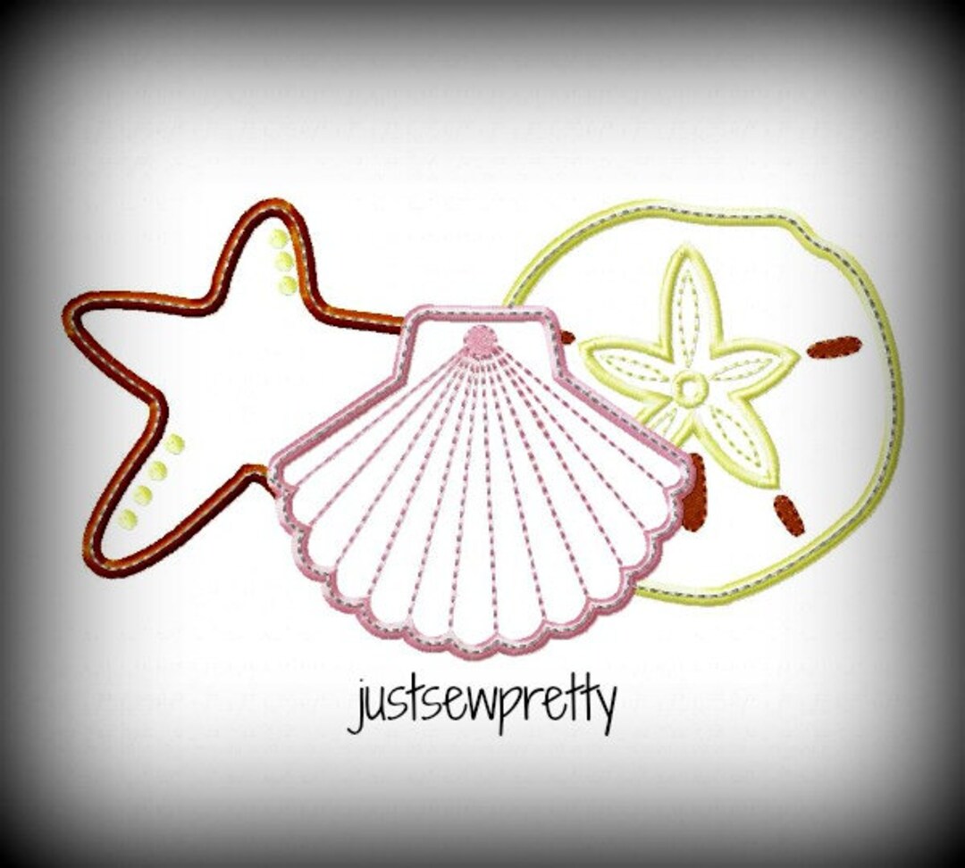 Shell Trio Embroidery Applique Design - Etsy