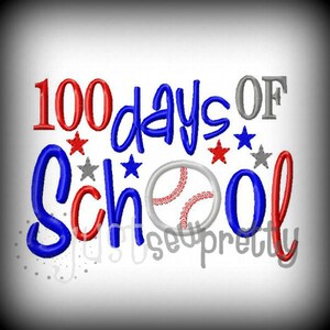100 Days of School Baseball Embroidery Applique Design - Etsy