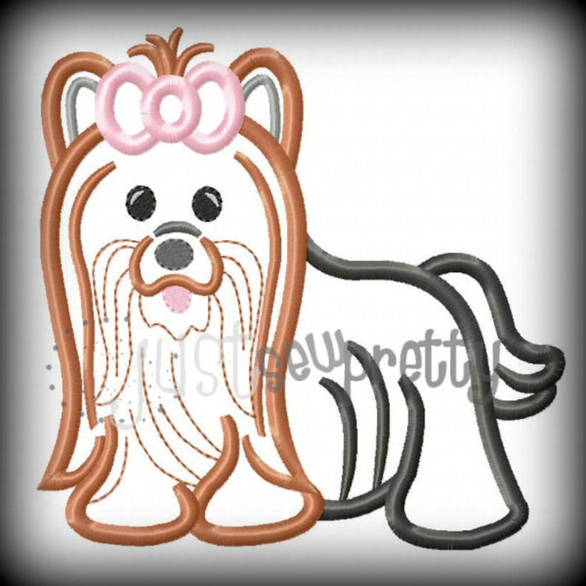 Cute Yorkie Embroidery Applique Design - Etsy
