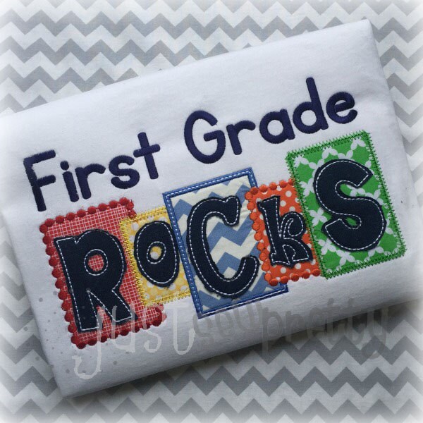 1st Grade Rocks Blocks Embroidery Applique Design - Etsy
