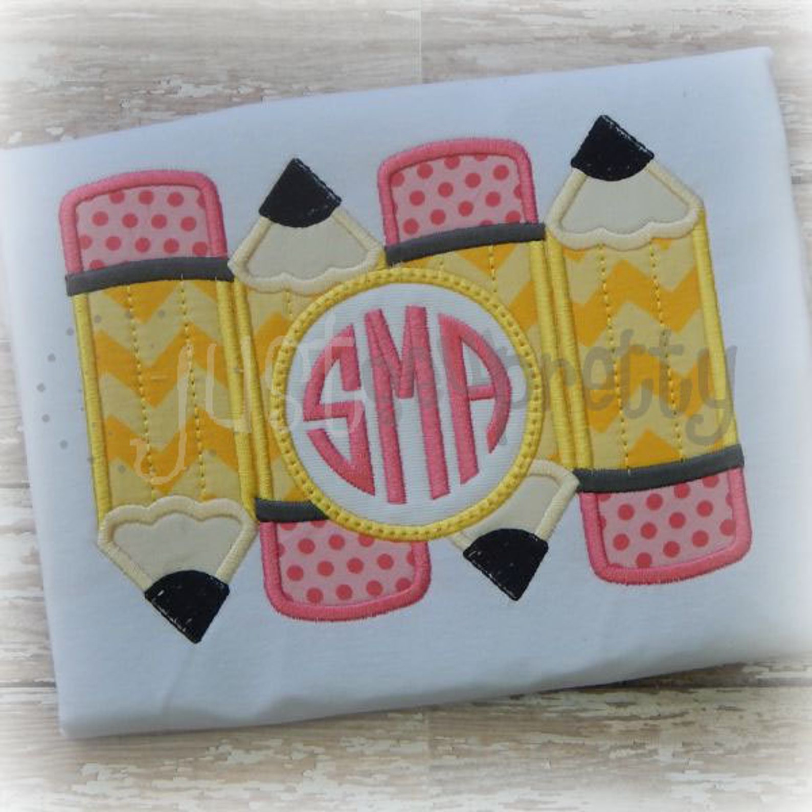 Monogram Pencil Set Embroidery Applique Design | Etsy
