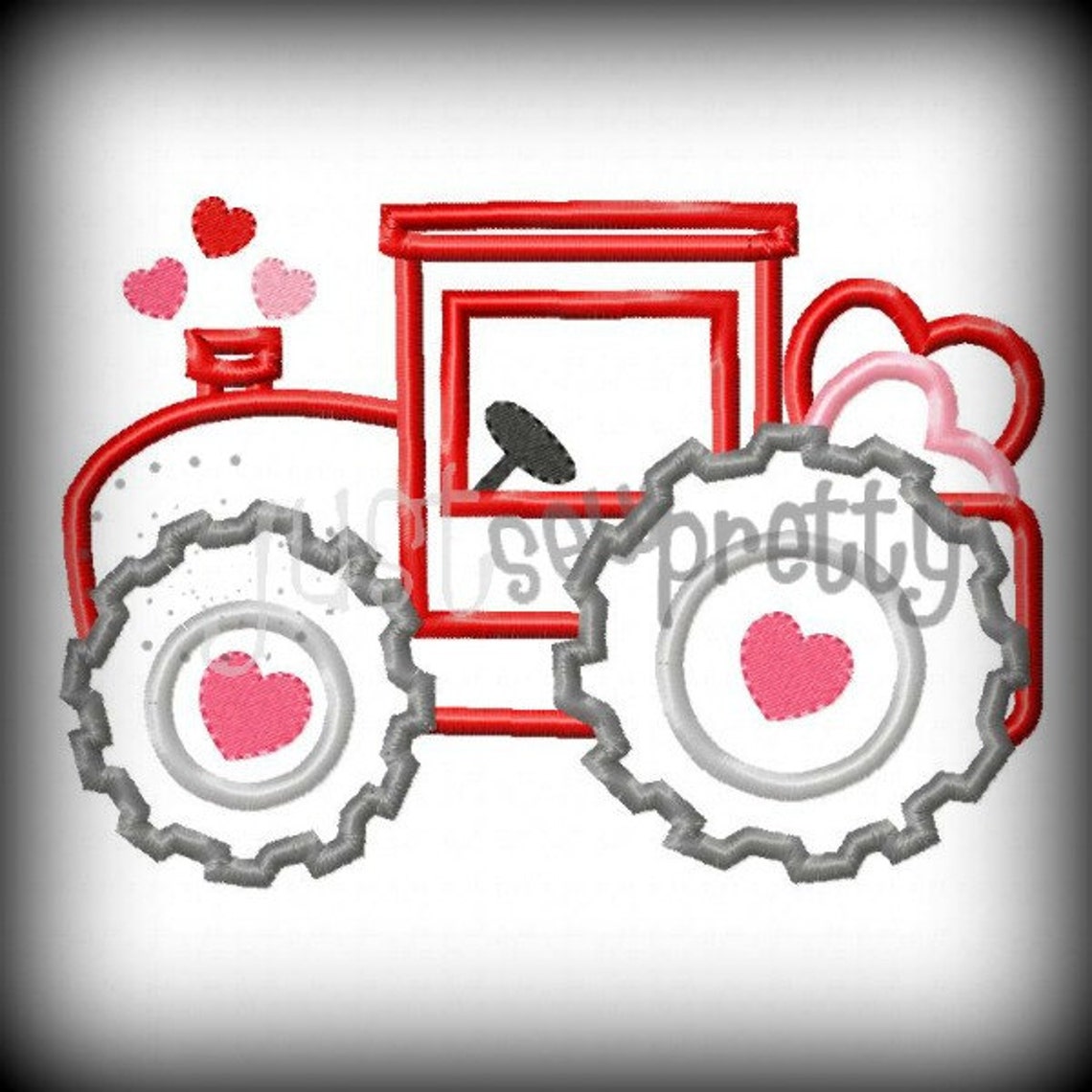 Tractor With Hearts Valentine's Embroidery Applique Design - Etsy