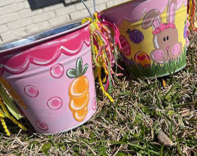 Personalized Hand Painted Easter Basket | Custom Easter Bucket | Easter ...
