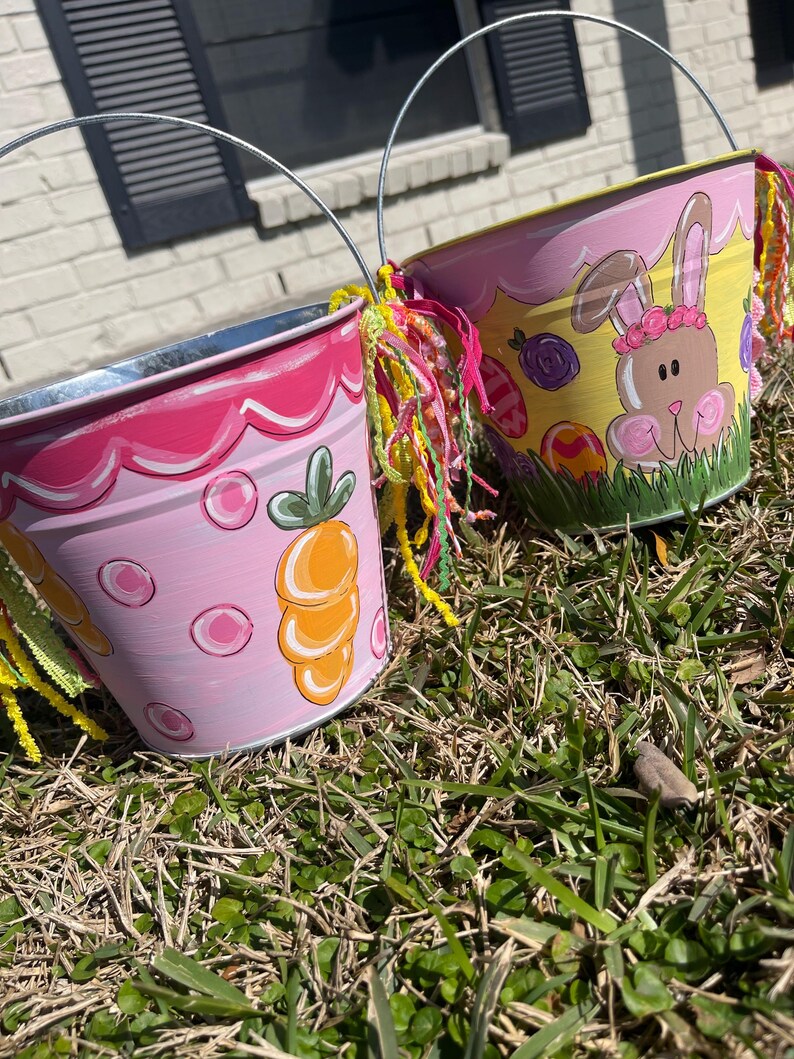 Personalized Hand Painted Easter Basket | Custom Easter Bucket | Easter ...