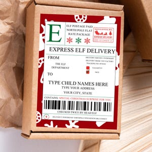Trendy Custom Elf Shipping Label | Printable Christmas Elf Label ...