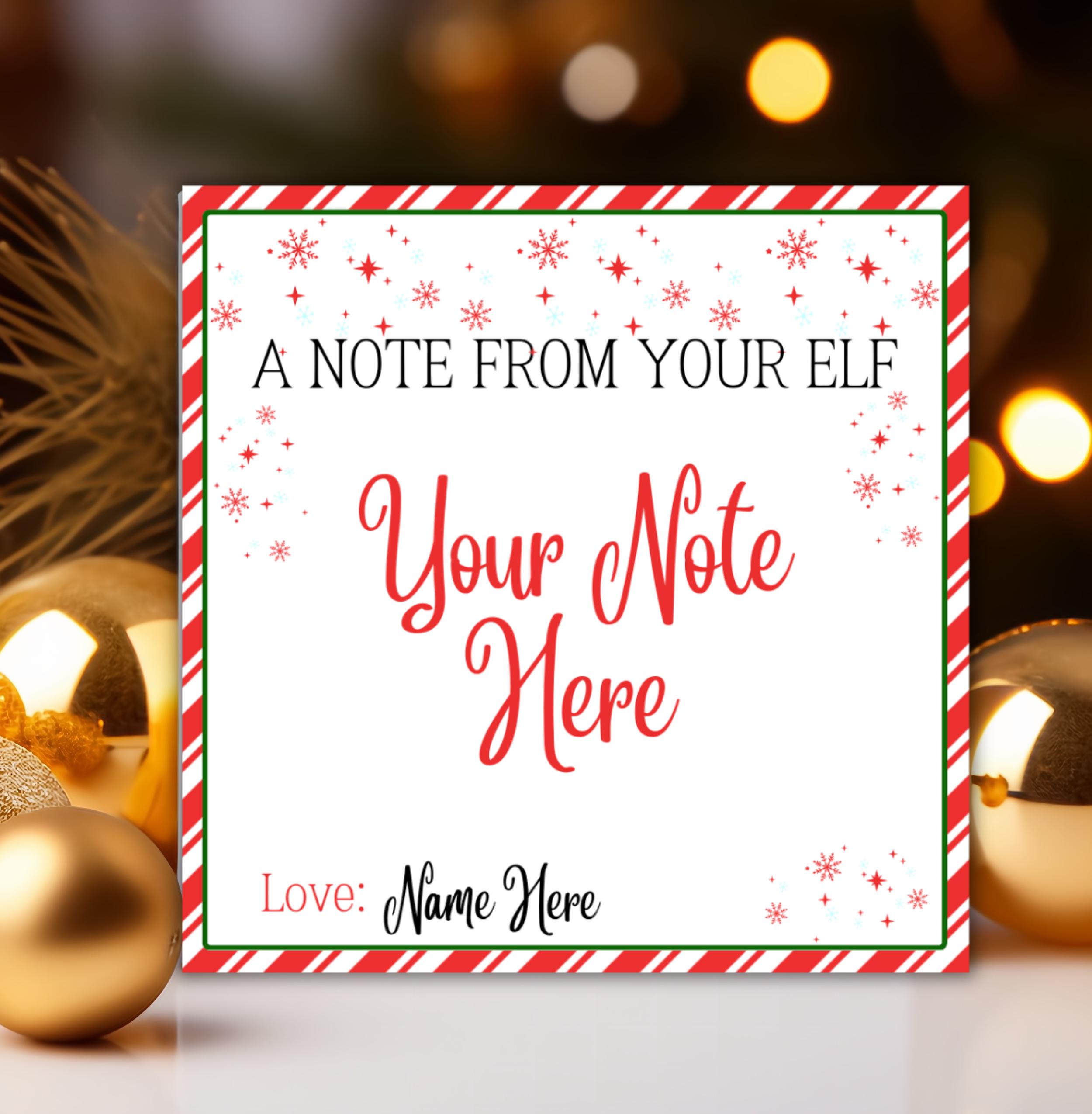 Editable Elf Note Cards Template, Elf Christmas Activities, Christmas ...