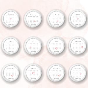 White Editable Burn Away Cake Topper Calendar Template, Custom Round ...