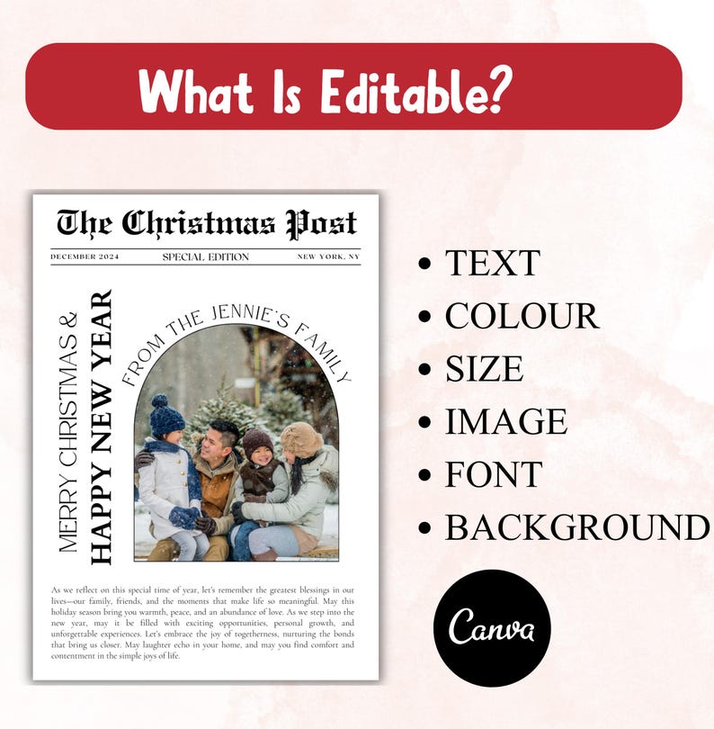 Year in Review Christmas Card Newspaper Template, What A Year Holiday ...