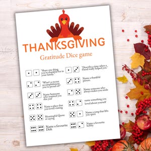 Thanksgiving Gratitude Dice Game, Printable Thanksgiving Games ...