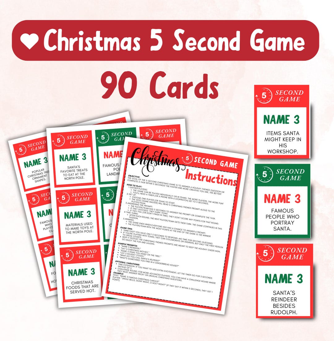 Christmas 5 Second Game | Printable Christmas Game | Christmas Activity ...