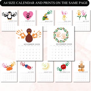 2025 Handprint Calendar Printable Handprint Craft Handprint Keepsake ...
