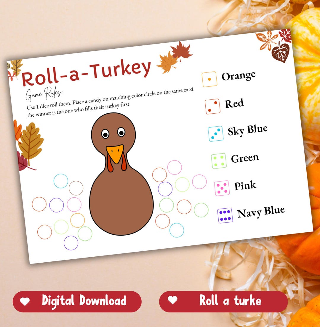 Roll A Turkey Dice Game,turkey | Printable Thanksgiving Game | Fall ...