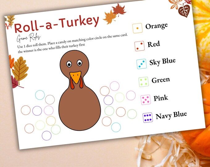 Roll a Turkey Game Printable | Thanksgiving Turkey Game Digital ...