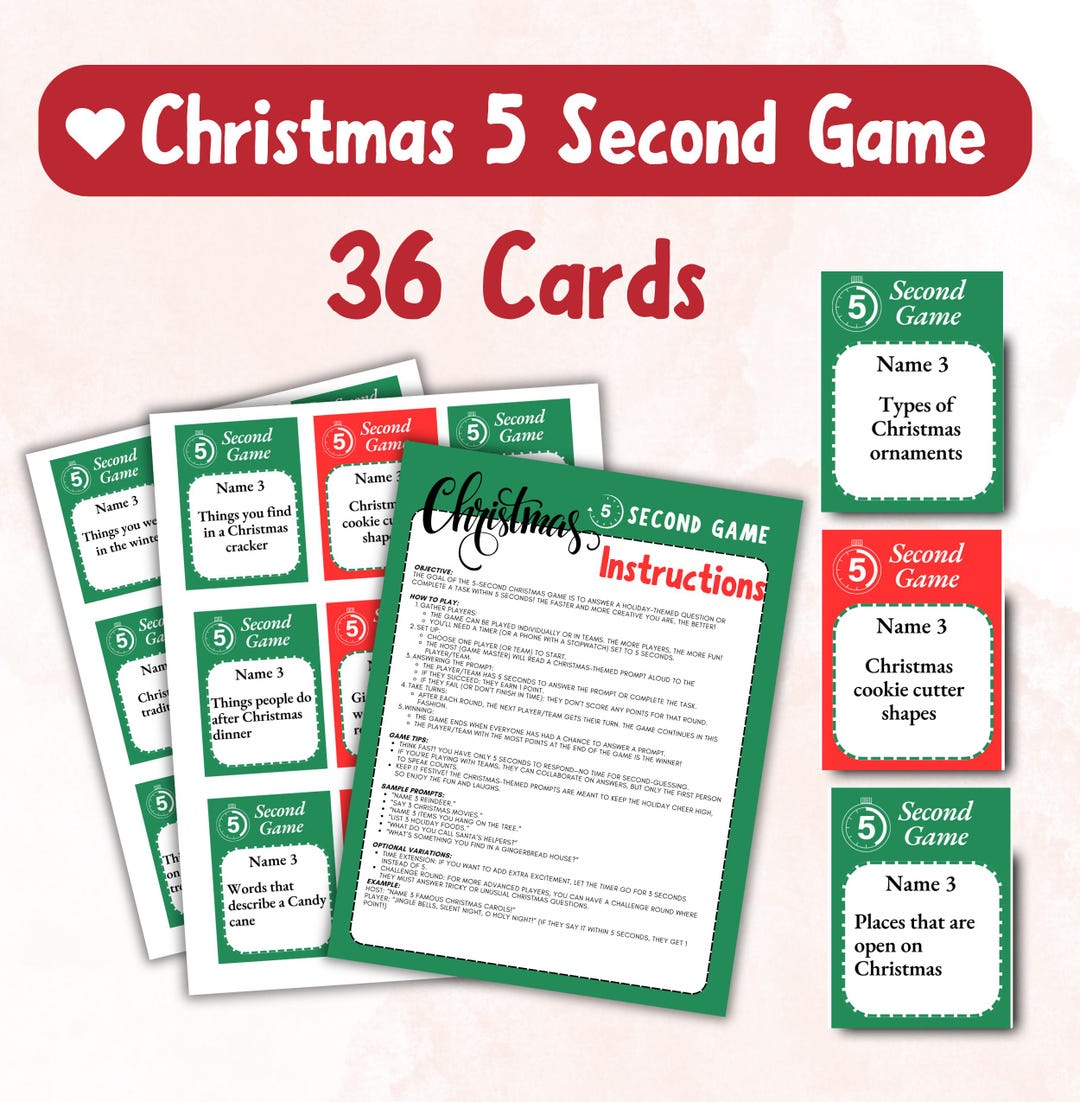 Christmas 5 Second Game | Printable Christmas Game | Christmas Activity ...