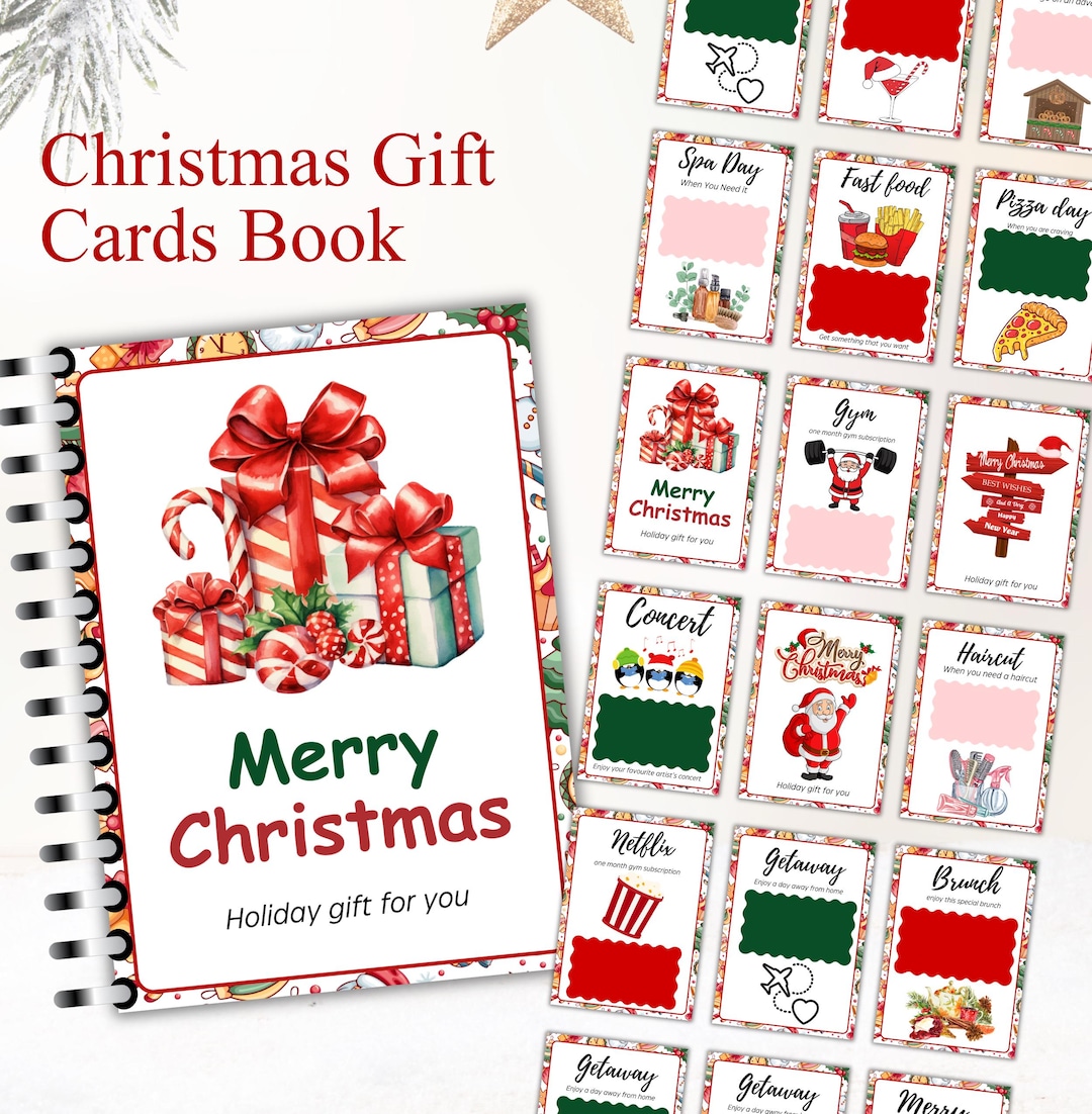 Christmas Gift Card Book, Christmas Gift Card Holder Book, Printable ...