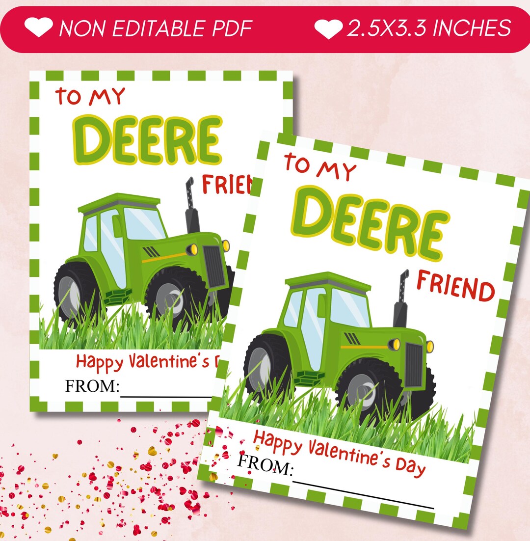 Printable Tractor Valentine's Day Cards, Deere Friend Valentine's Day ...