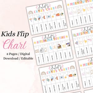 Kids Flip Routine Chart Editable Printable, Morning Flip Done, Evening ...