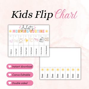 Kids Flip Routine Chart Editable Printable, Morning Flip Done, Evening ...