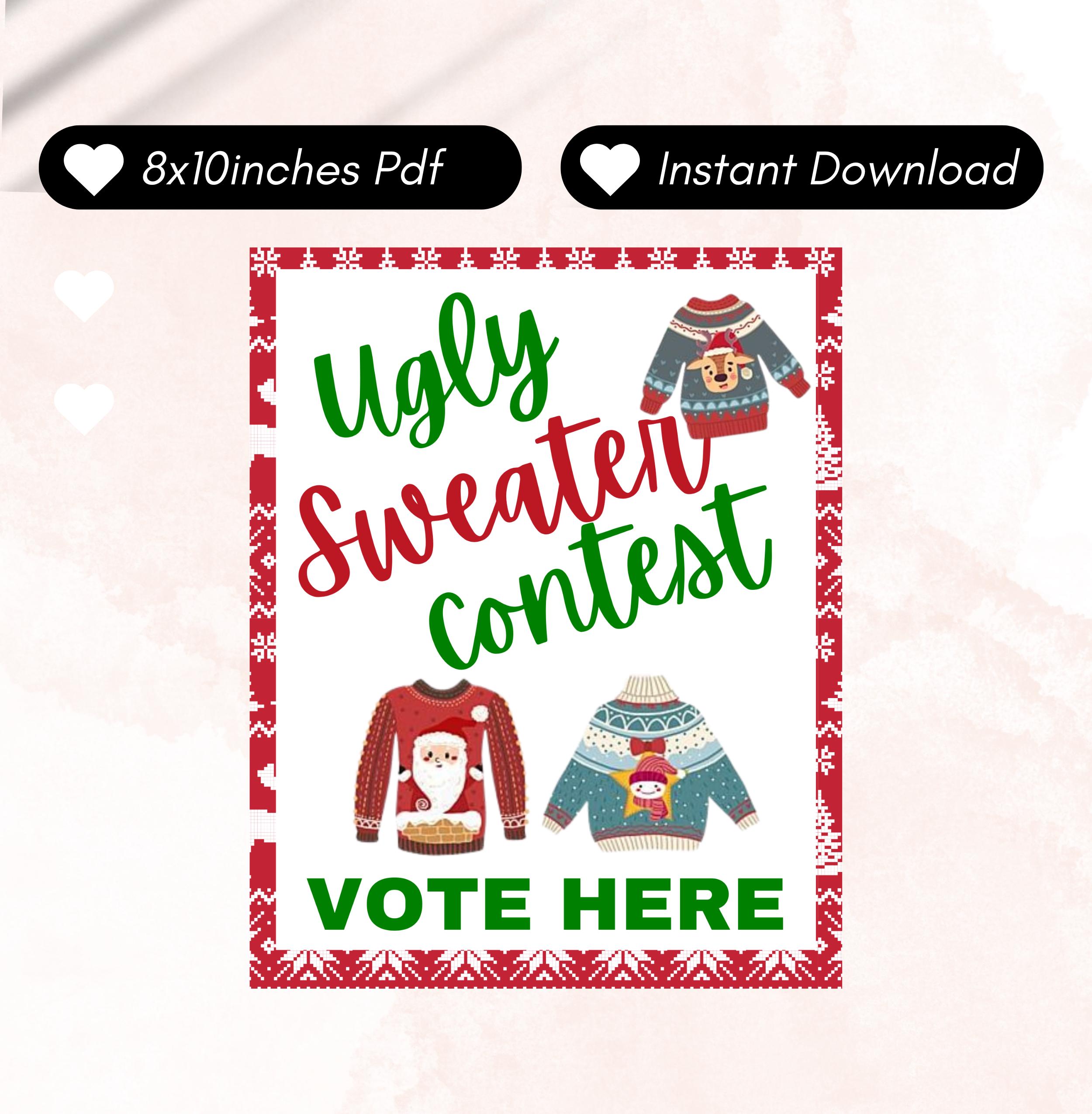 Ugly Christmas Sweater Voting Sign and Ballots, Ugly Sweater Award Kit ...