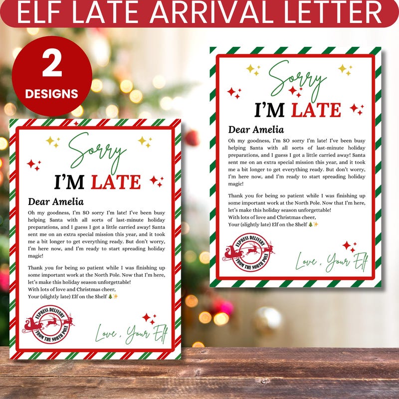 Late Arrival Elf Letter - Etsy