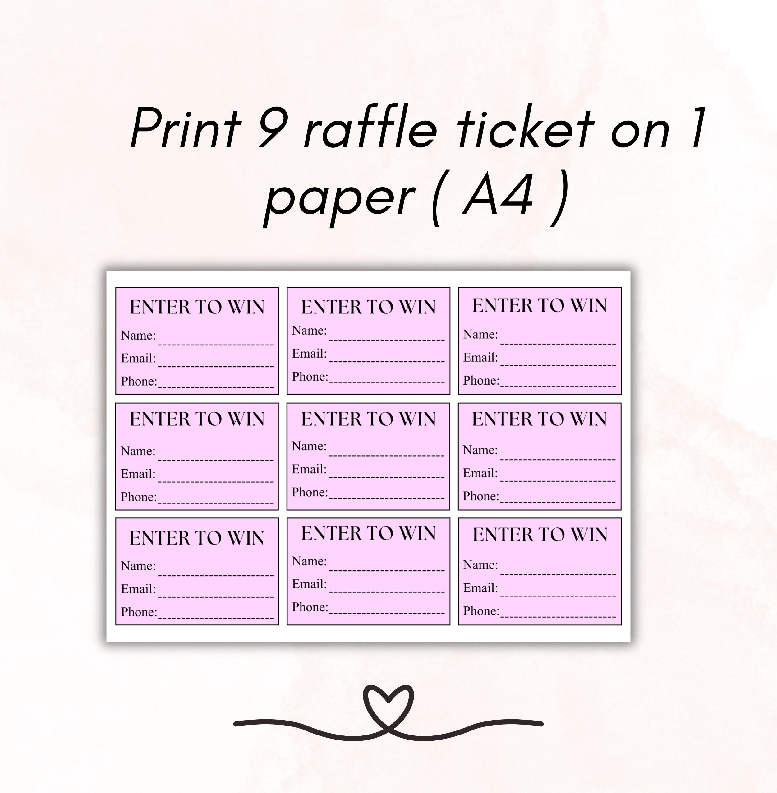 Editable Enter to Win Raffle Ticket Template Printable Raffle Ticket ...