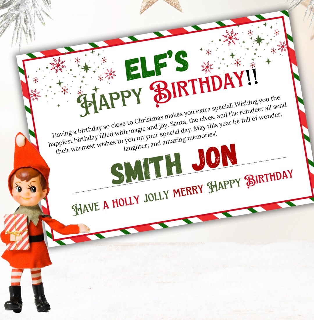 Editable Birthday Letter Form Elf, Your Child's Name Christmas Elf ...