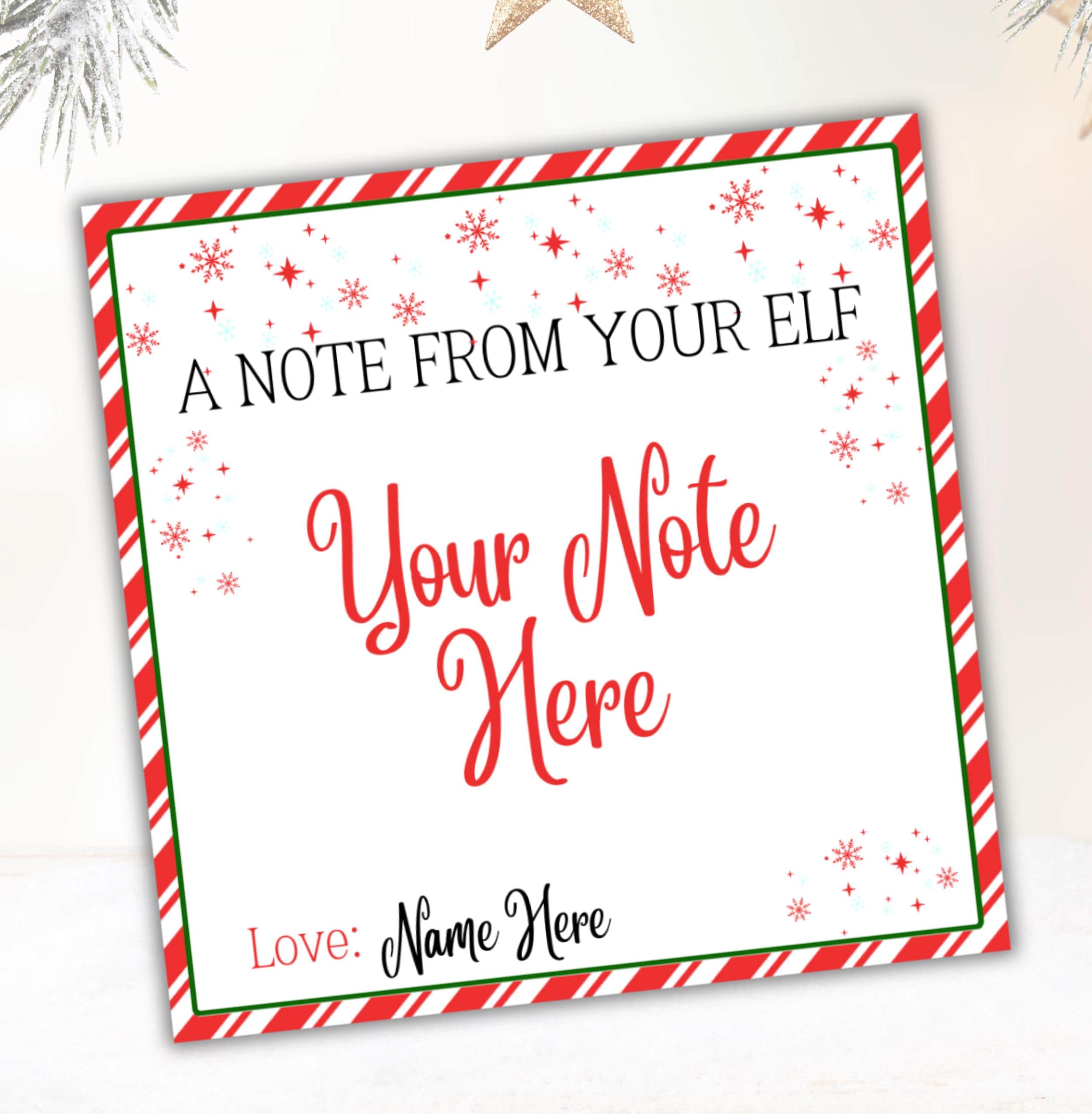 Editable Elf Note Cards Template, Elf Christmas Activities, Christmas ...