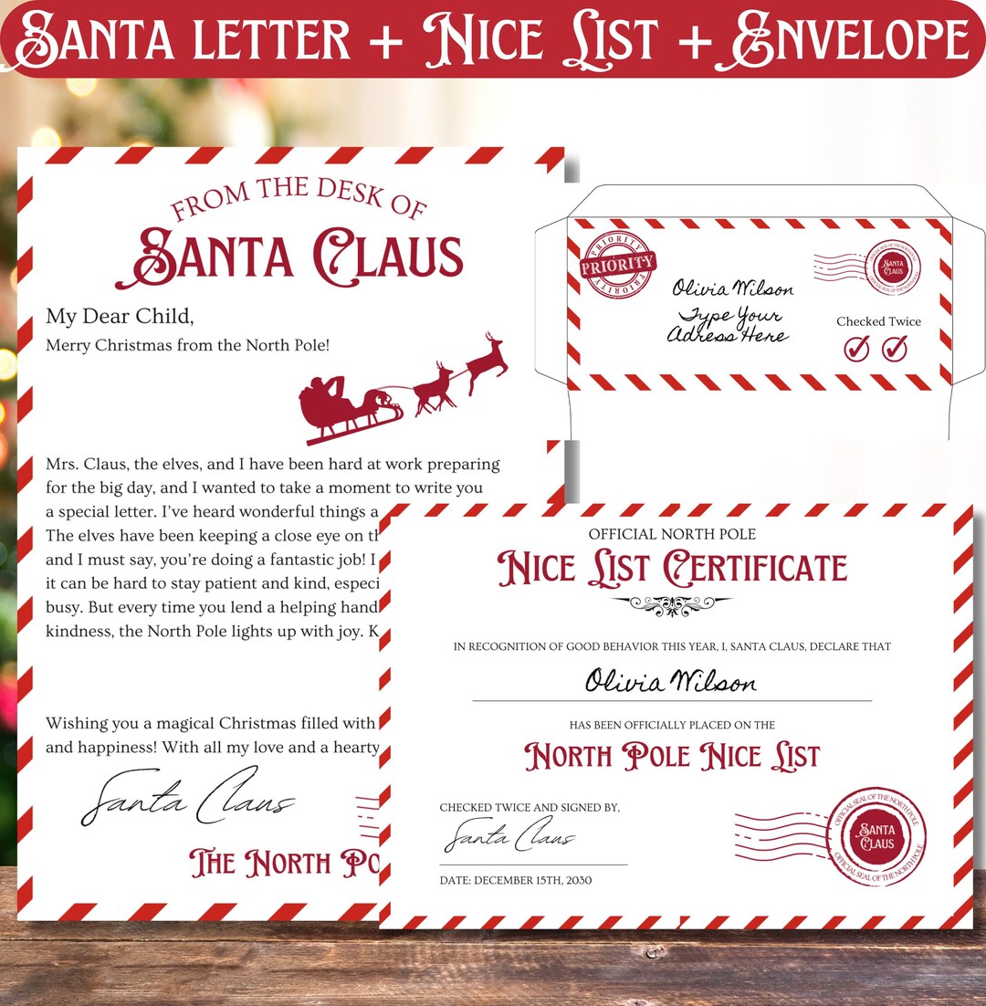 Editable Official Letter From SANTA Claus Bundle | NICE List ...
