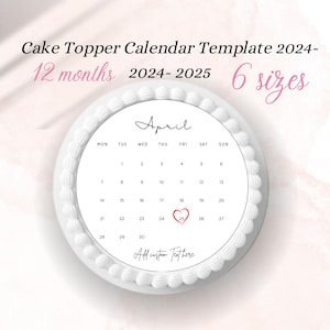 White Editable Burn Away Cake Topper Calendar Template,burn Away Round ...