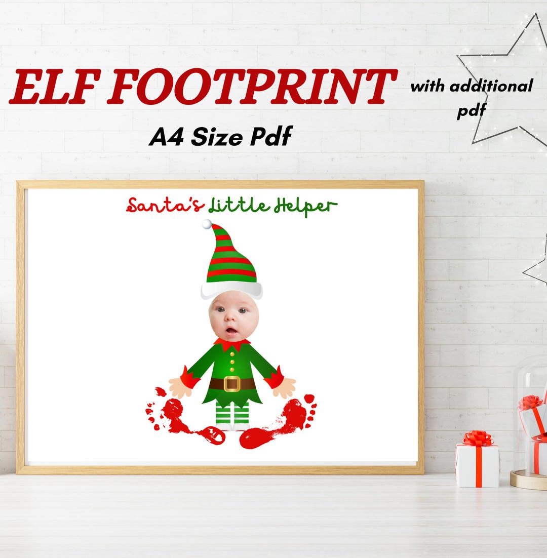 Elf Footprint Art | Baby's First Christmas Handprint Footprint Activity ...