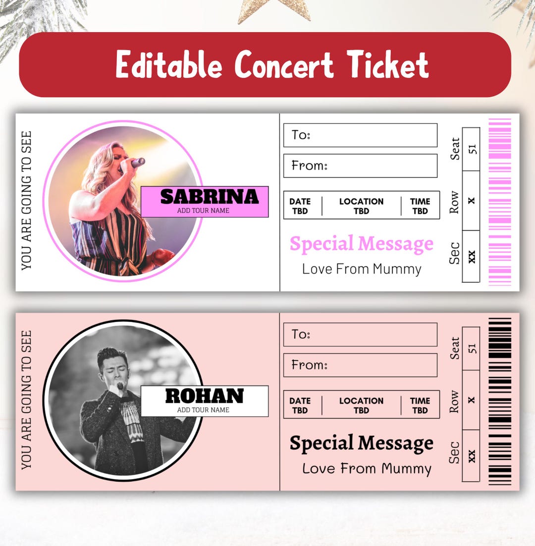 SURPRISE Editable Concert Ticket Template, DIY Event Ticket, Custom ...