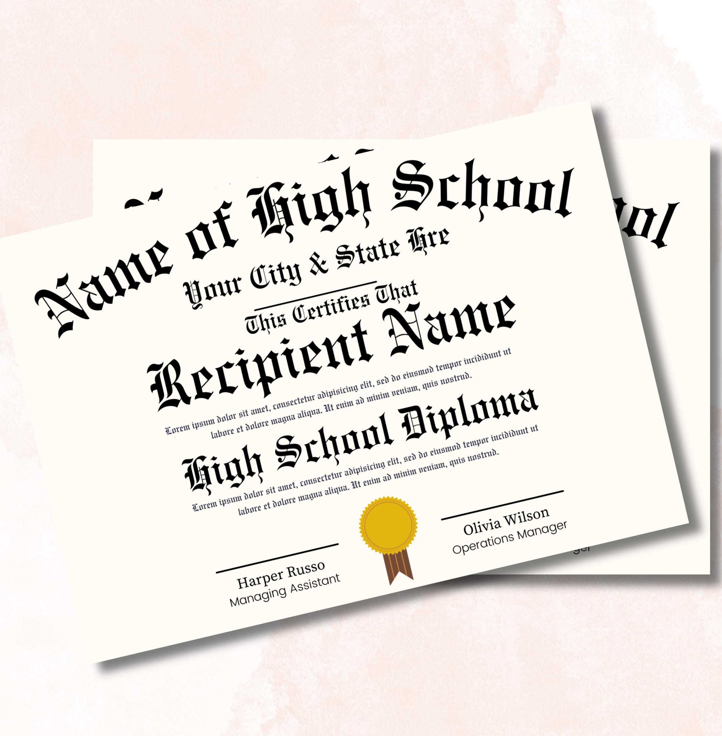 Editable High School Diploma Template With Seal, Printable Home School ...