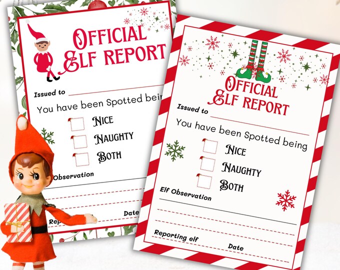 Editable Elf Report Card, Official Elf Report, Christmas Elf, Printable ...