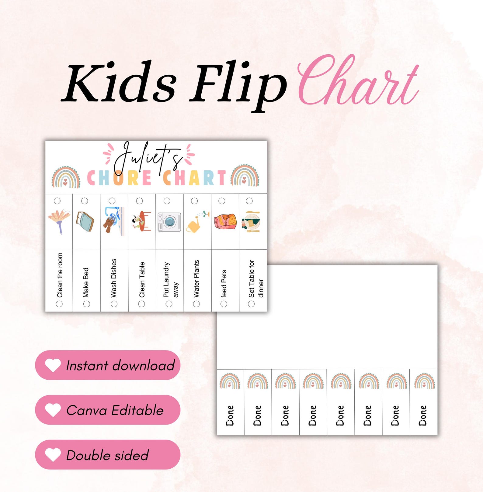 Kids Flip Routine Chart Editable Printable, Morning Flip Done, Evening ...