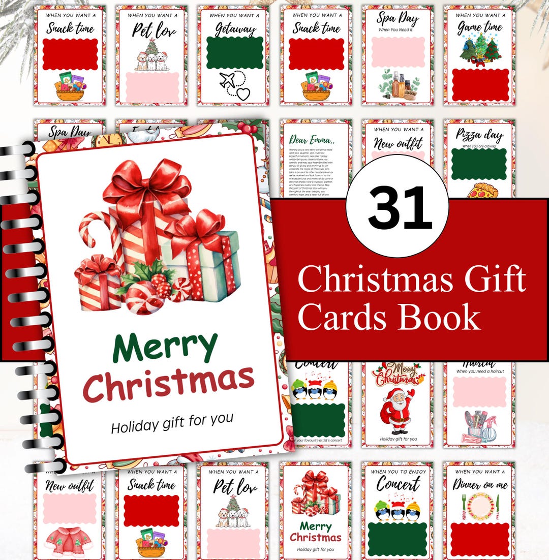 Editable Christmas Gift Card Book, Printable Christmas Gift, Canva ...