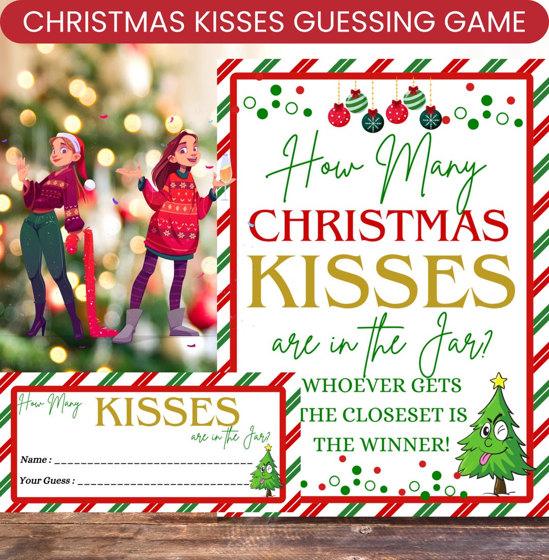 PRINTABLE Christmas Kisses Guessing Game, Holiday Birthday Party Game ...