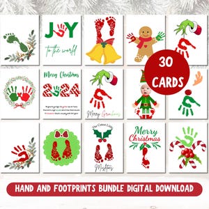 Christmas Handprint Footprint DIY Art Craft Bundle, Printable Christmas ...
