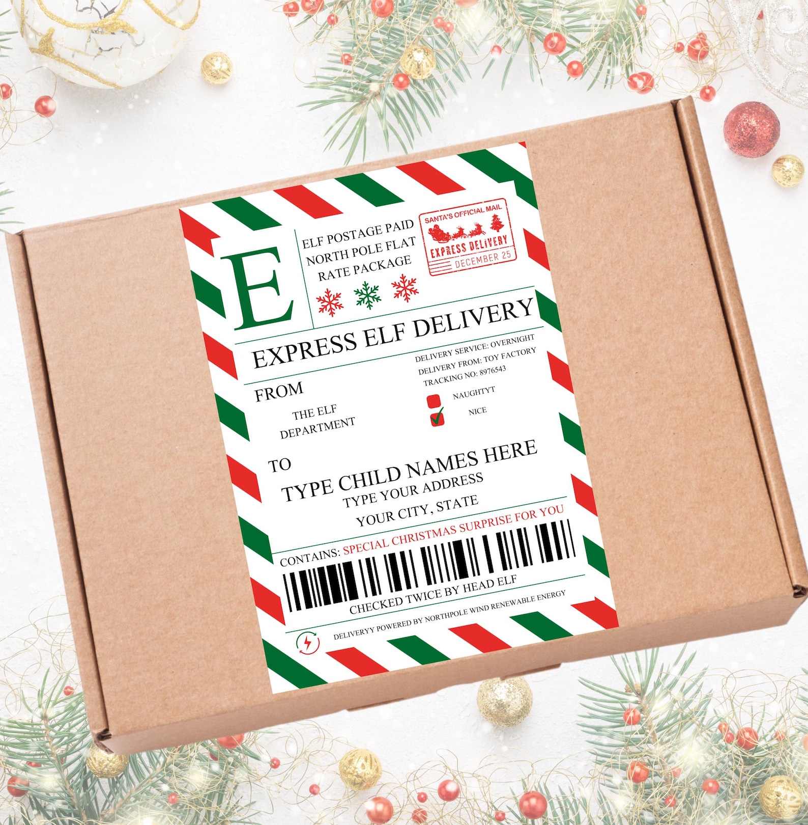 Trendy Custom Elf Shipping Label | Printable Christmas Elf Label ...