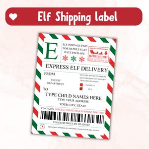Trendy Custom Elf Shipping Label | Printable Christmas Elf Label ...