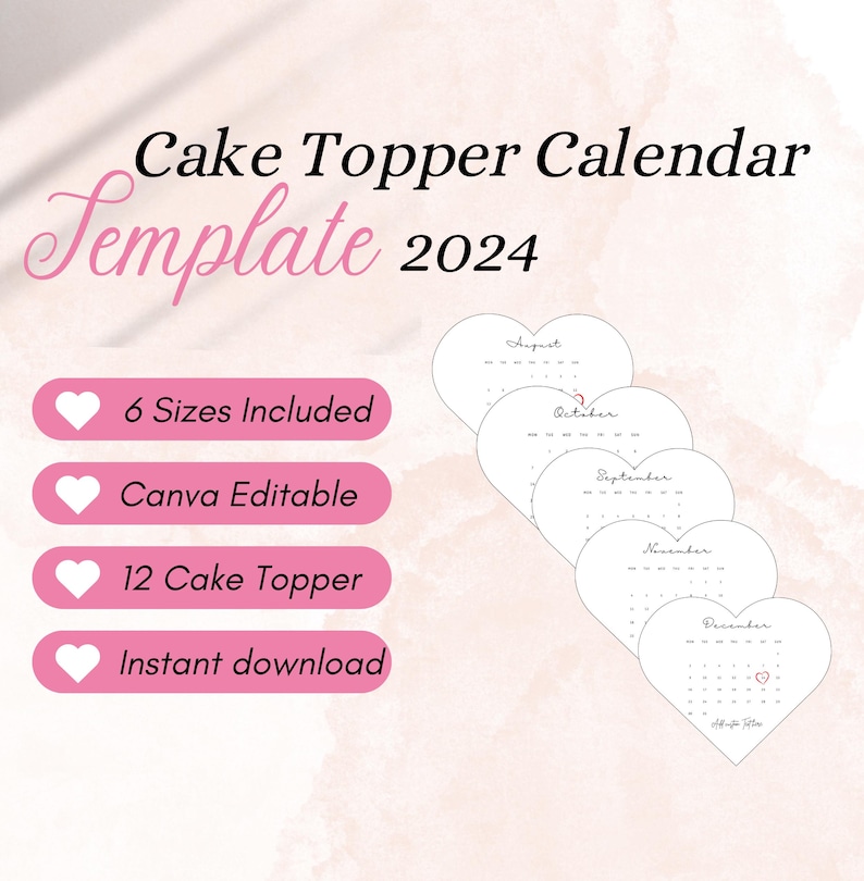 White Heart Cake Toppers 2024 Calendar , Burn Away Cake Topper Calendar ...