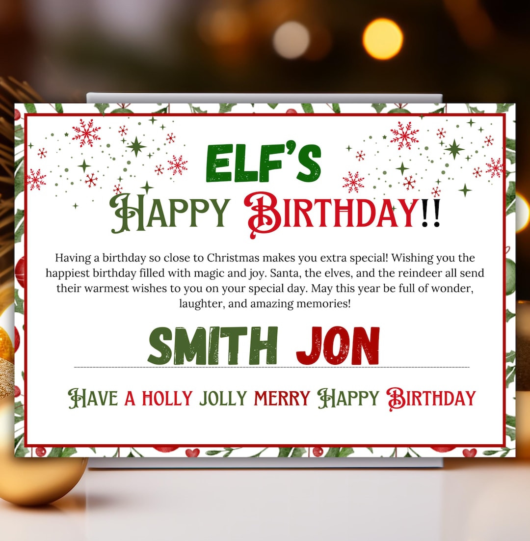 Elf Birthday Letter, Happy Birthday From Your Elf Letter, Printable ...