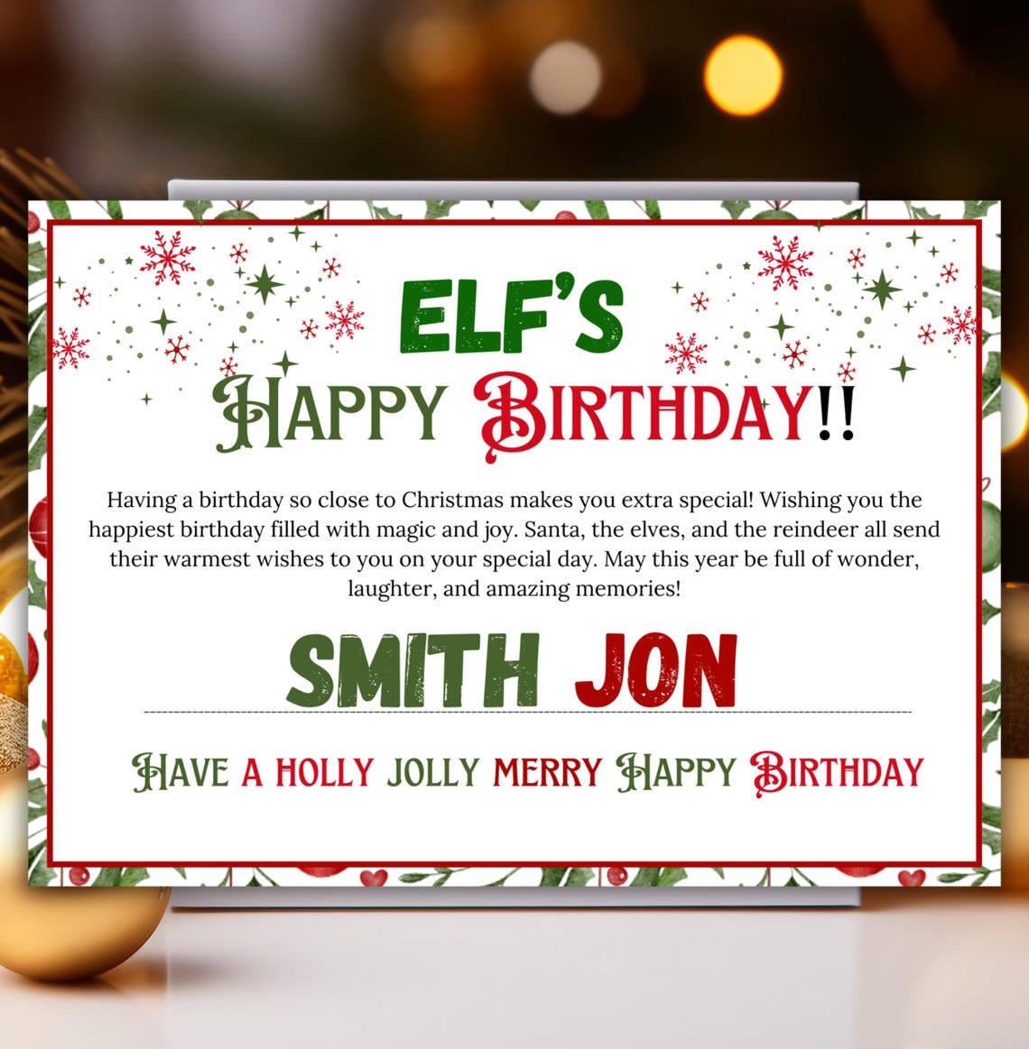 Elf Birthday Letter, Happy Birthday From Your Elf Letter, Printable ...