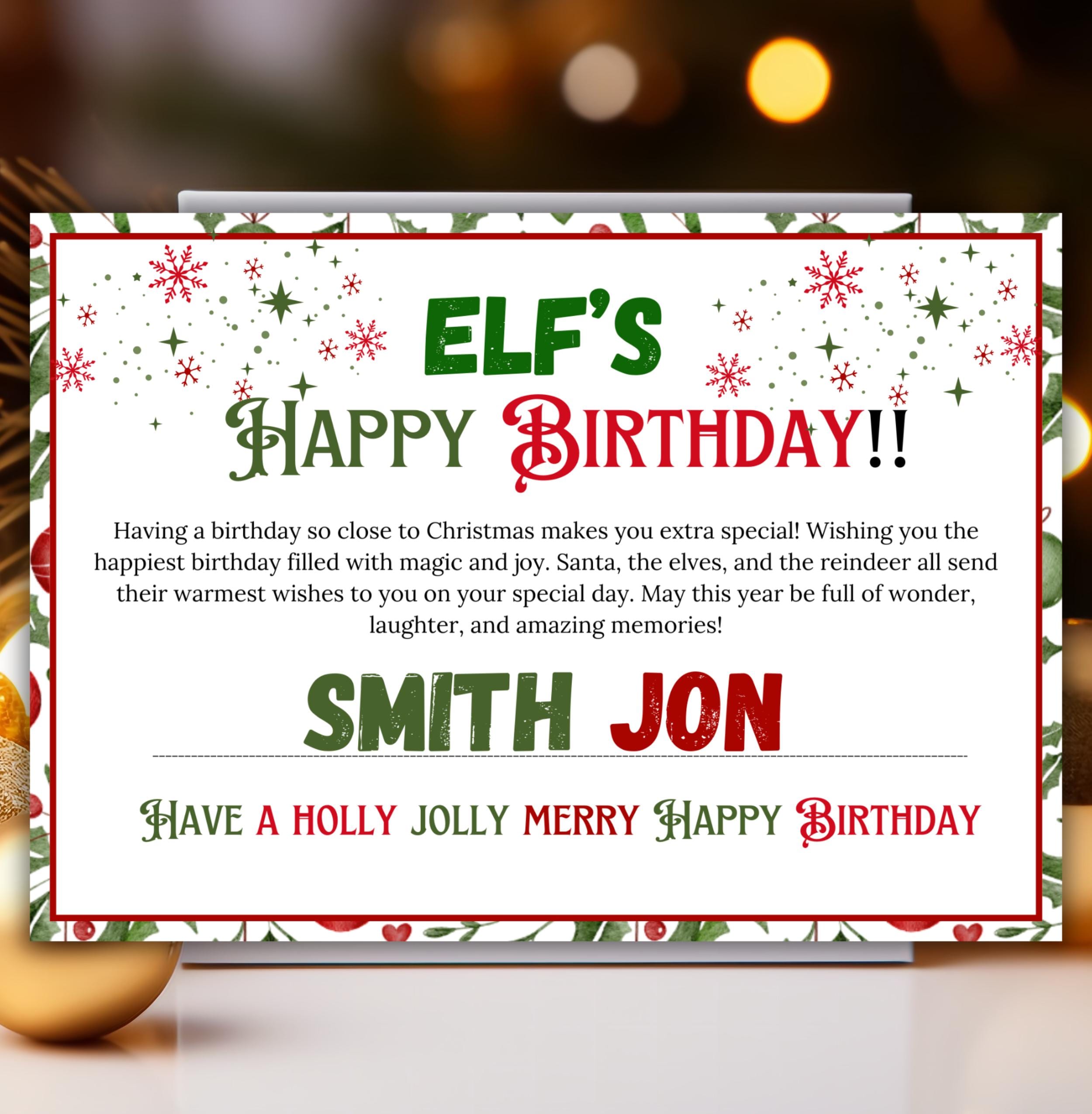 Elf Birthday Letter, Happy Birthday From Your Elf Letter, Printable ...
