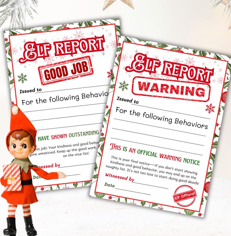 Editable Elf Report Card Printable, Elf Reports, Christmas Elf Report ...