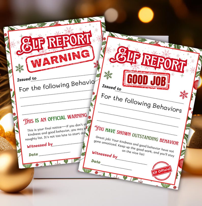 Editable Elf Report Card Printable, Elf Reports, Christmas Elf Report ...