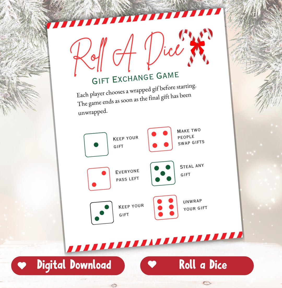 Christmas Roll the Dice Game Printable Christmas Gift Exchange Game ...