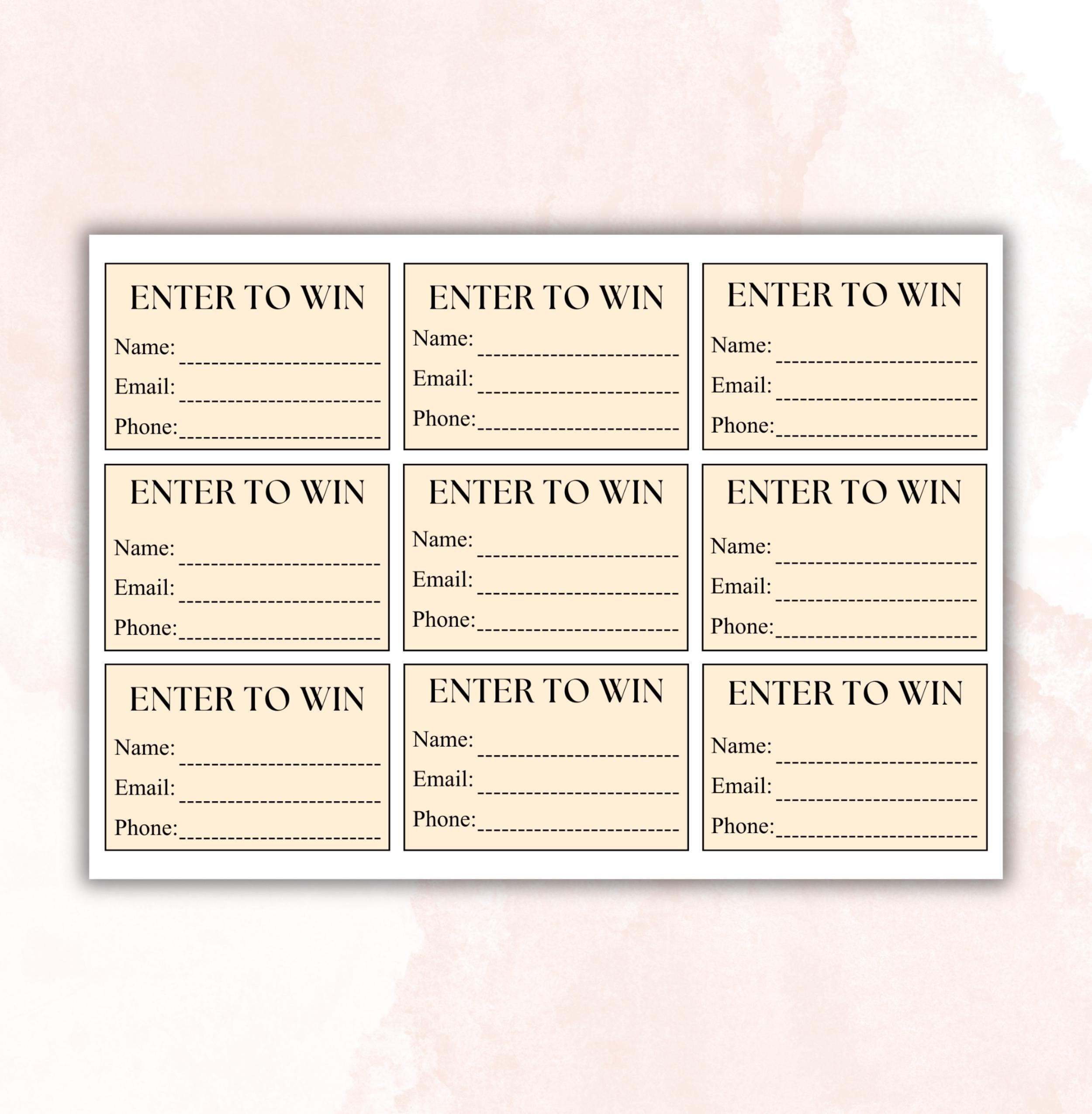 Editable Enter to Win Raffle Ticket Template Printable Raffle Ticket ...