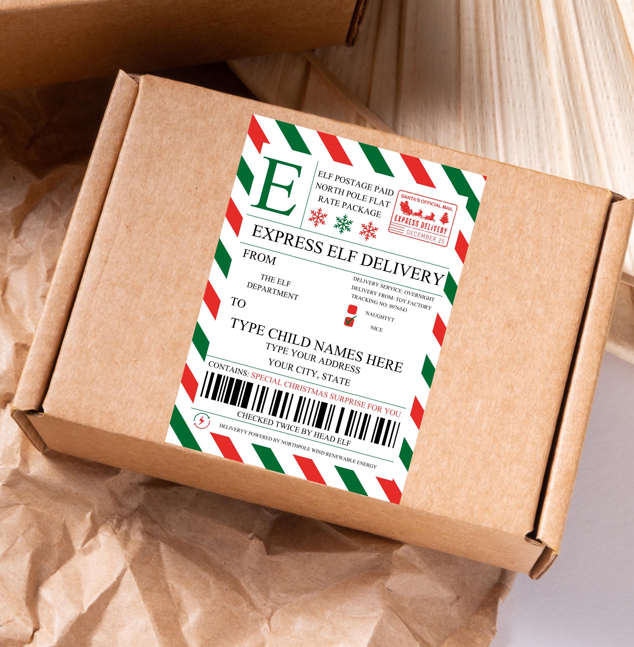Trendy Custom Elf Shipping Label | Printable Christmas Elf Label ...