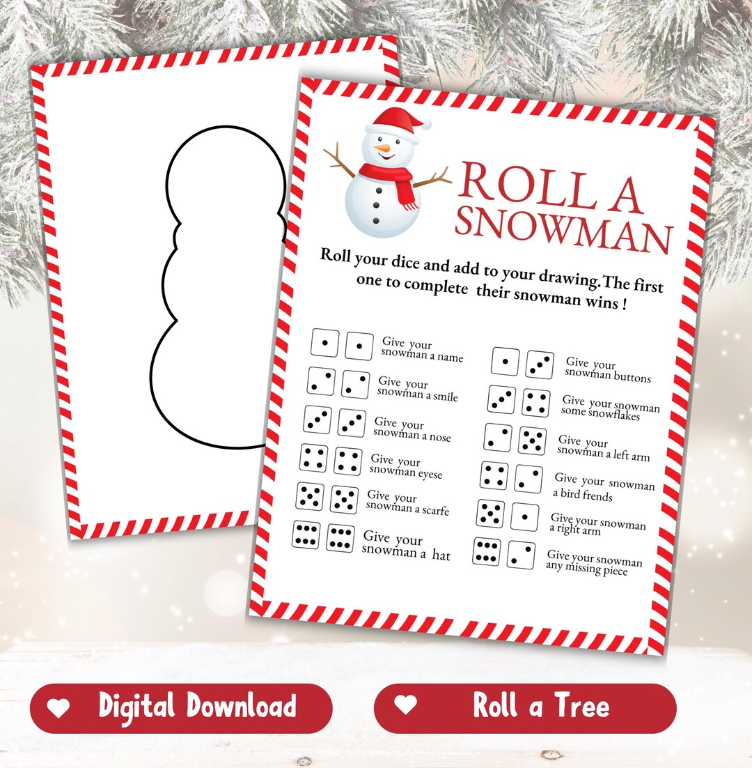 Trendy Roll A Snowman Game Printable Christmas Game Winter Activity for ...