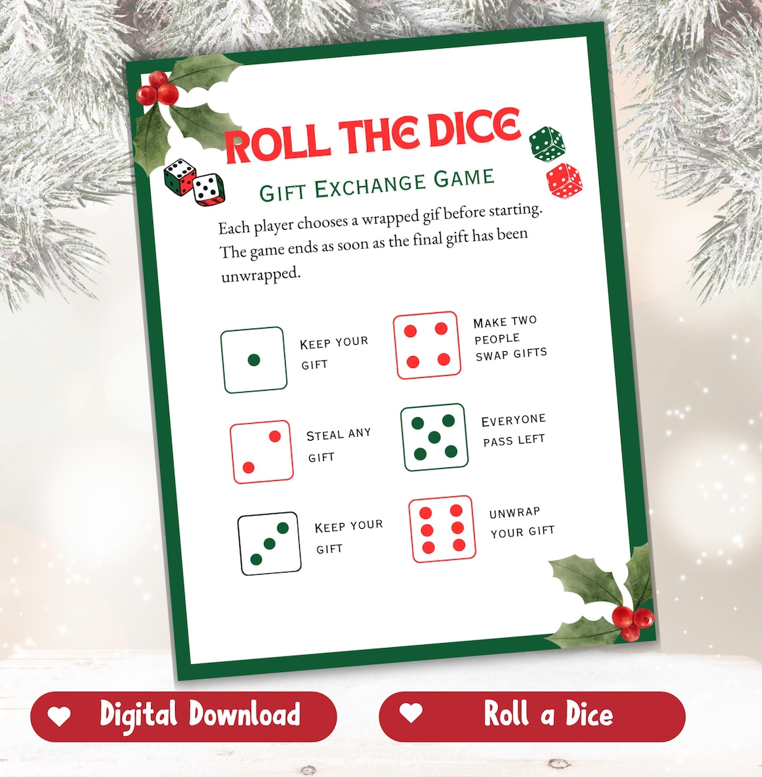 Christmas Dice Game Printable Christmas Gift Exchange Game, Christmas ...